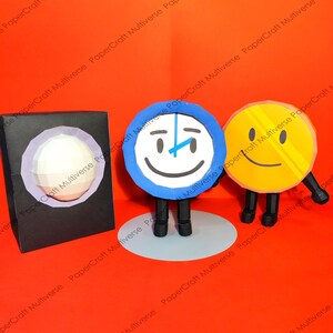 Clock BFDI Papercraft Model - Printable DIY Template, Low Poly, 3D ...