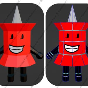 Pin BFDI Papercraft Model - Printable DIY Template, Low Poly, 3D Paper ...