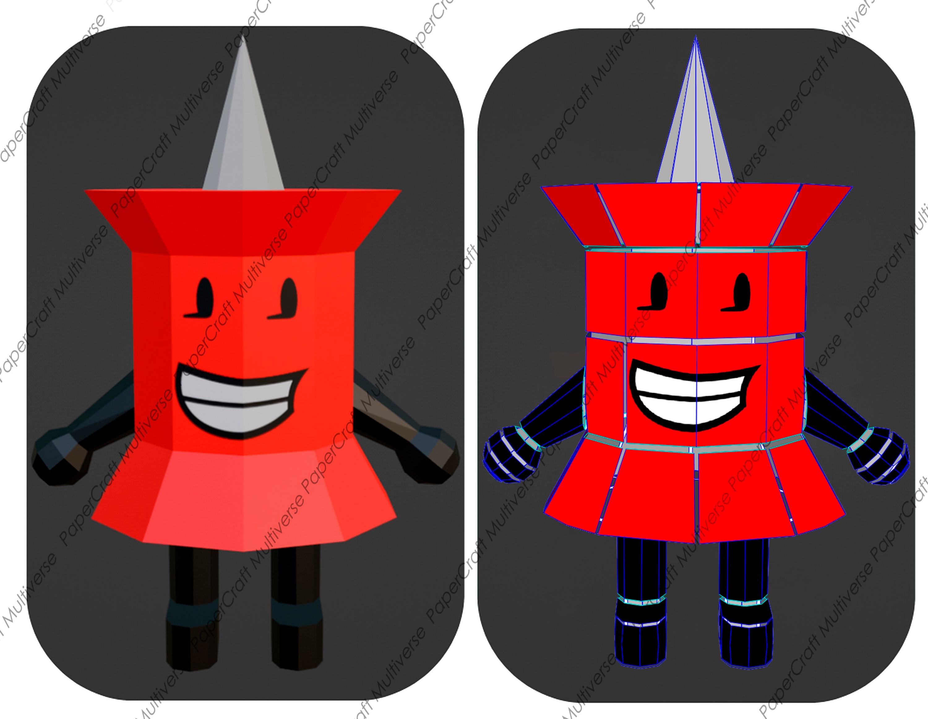 Pin BFDI Papercraft Model - Printable DIY Template, Low Poly, 3D Paper ...