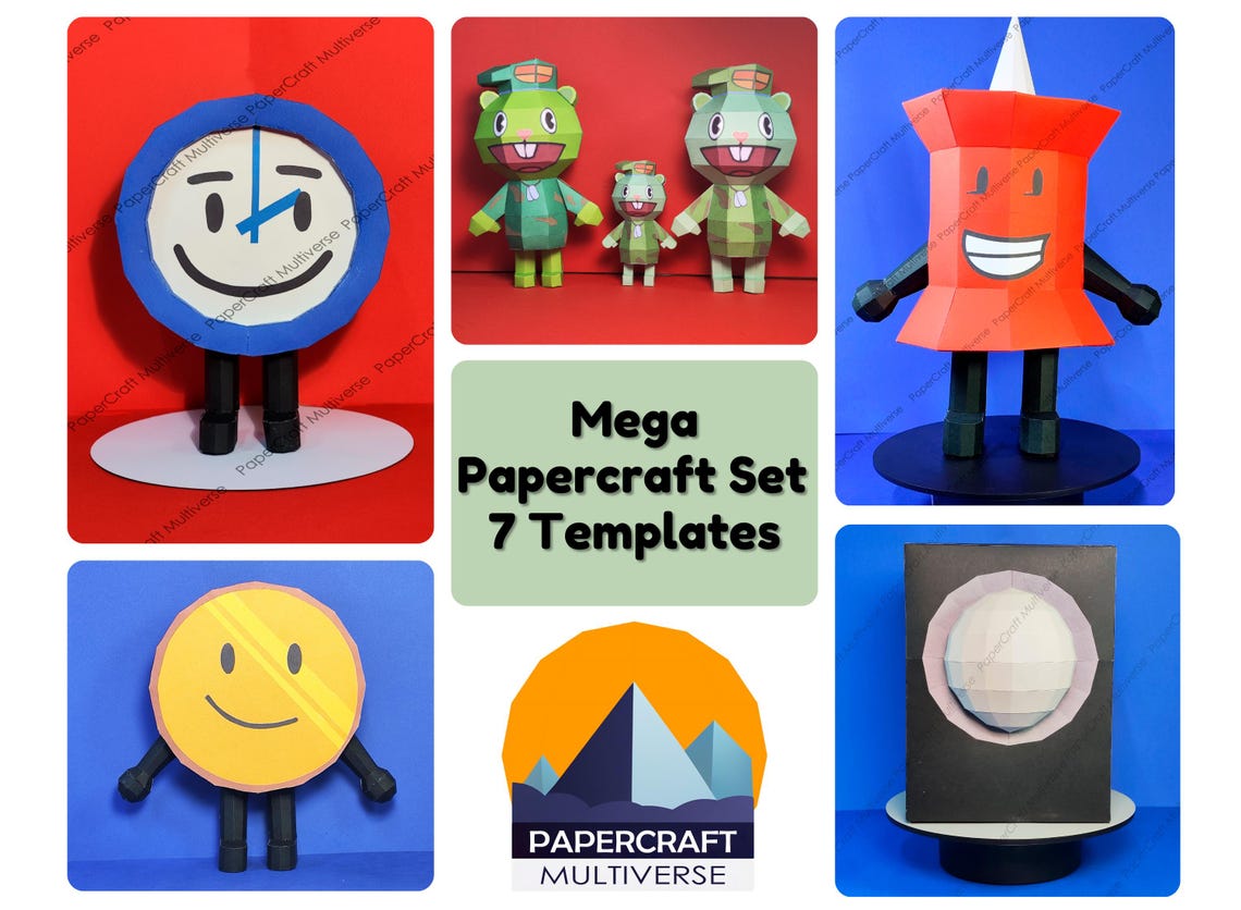 Mega Papercraft Pack – BFDI & HTF Characters, 7 DIY Printable Pdf ...