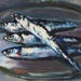 Four Anchovies on Silver Plate Original Oil Painting Paintings Food ...