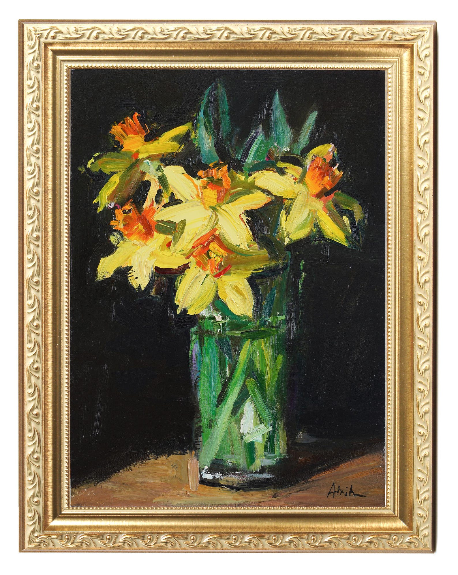 Yellow Daffodils, Original Floral Oil Painting Flowers Impressionist ...