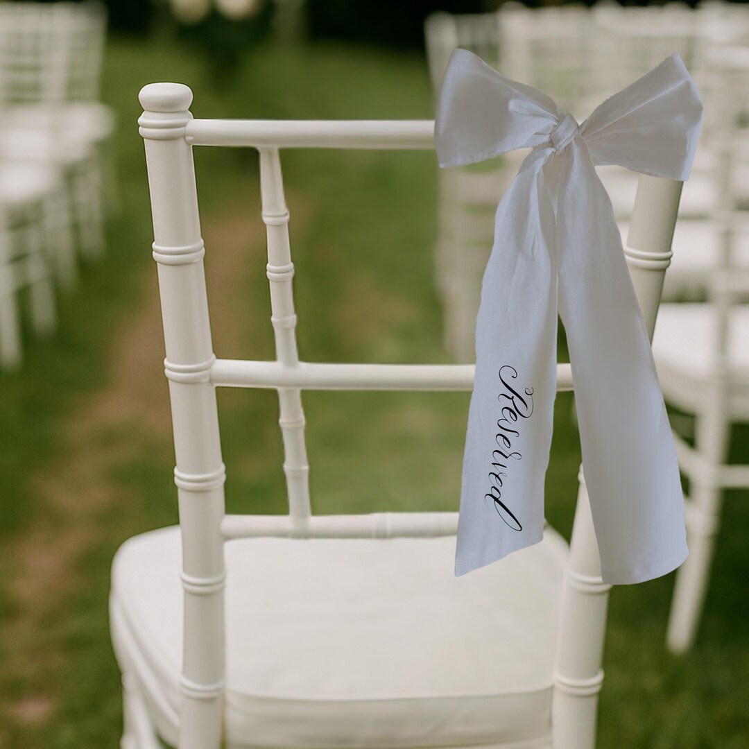 Reserved Seating Fabric Sign for Chair | Wedding Bow| Party Chair Decor ...