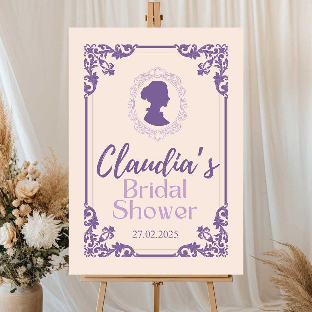 Bridgeton Victorian Bridal Shower Sign Poster Personalised Customisable ...