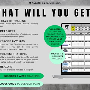 4 Day Training Plan | Gym Plan | 6 Week Tracking | Muscle Building ...