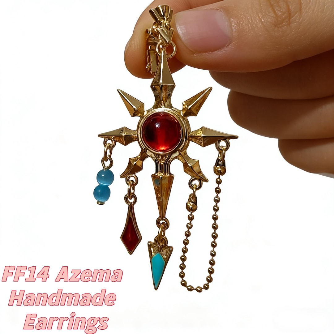 Handmade Azema Earrings - Final Fantasy FF14 Style With Gemstone Charms ...