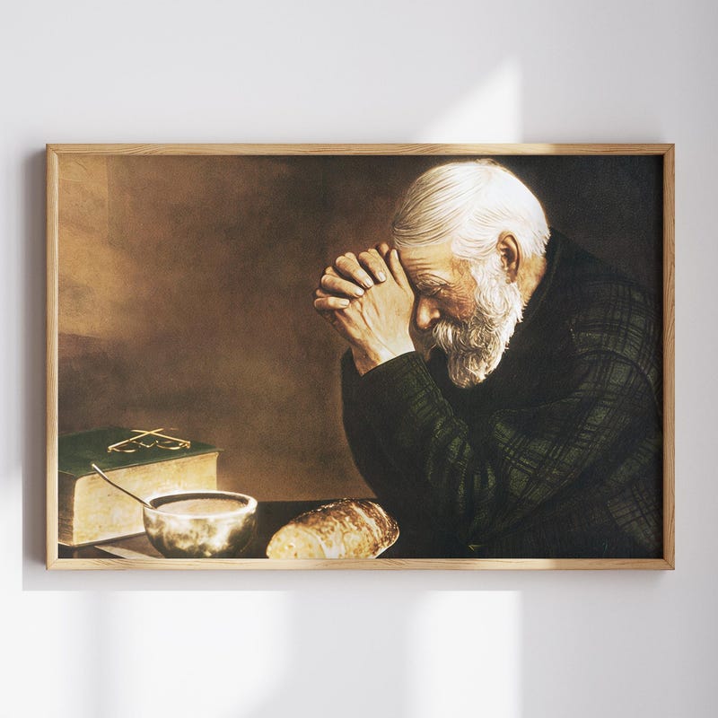 Vintage Man Praying Art - Etsy