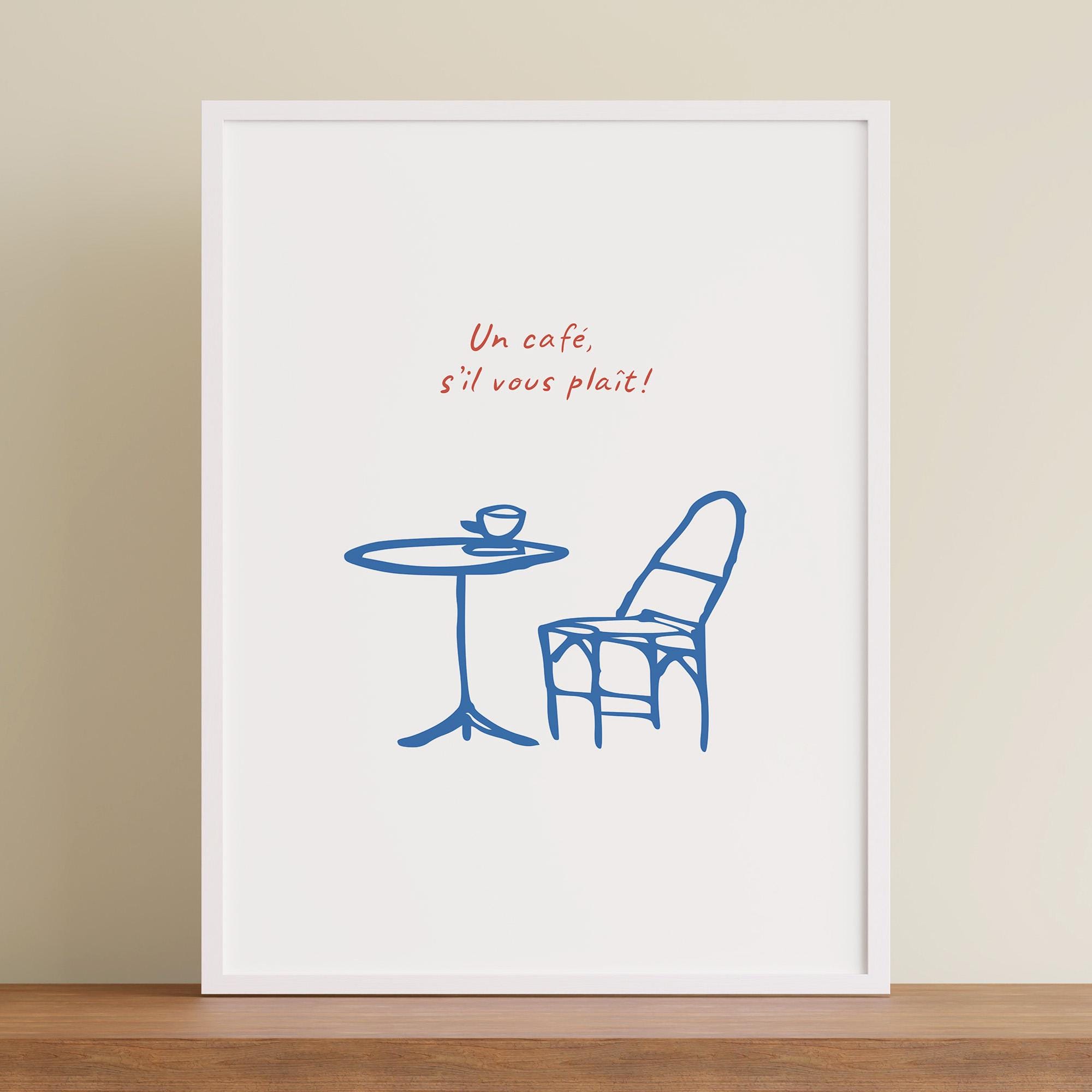 French Cafe Poster Parisian Coffee Wall Art Minimalist Kitchen Print Un ...