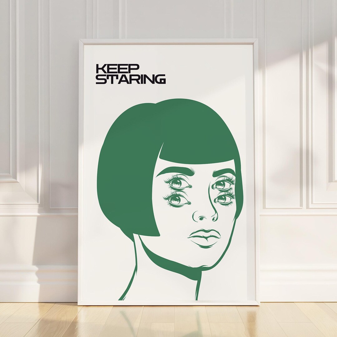 Keep Staring Poster | Surreal Woman Portrait Art Print | Optical ...