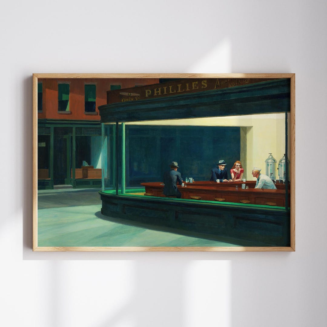 Nighthawks Edward Hopper Print | American Realism Diner Painting ...