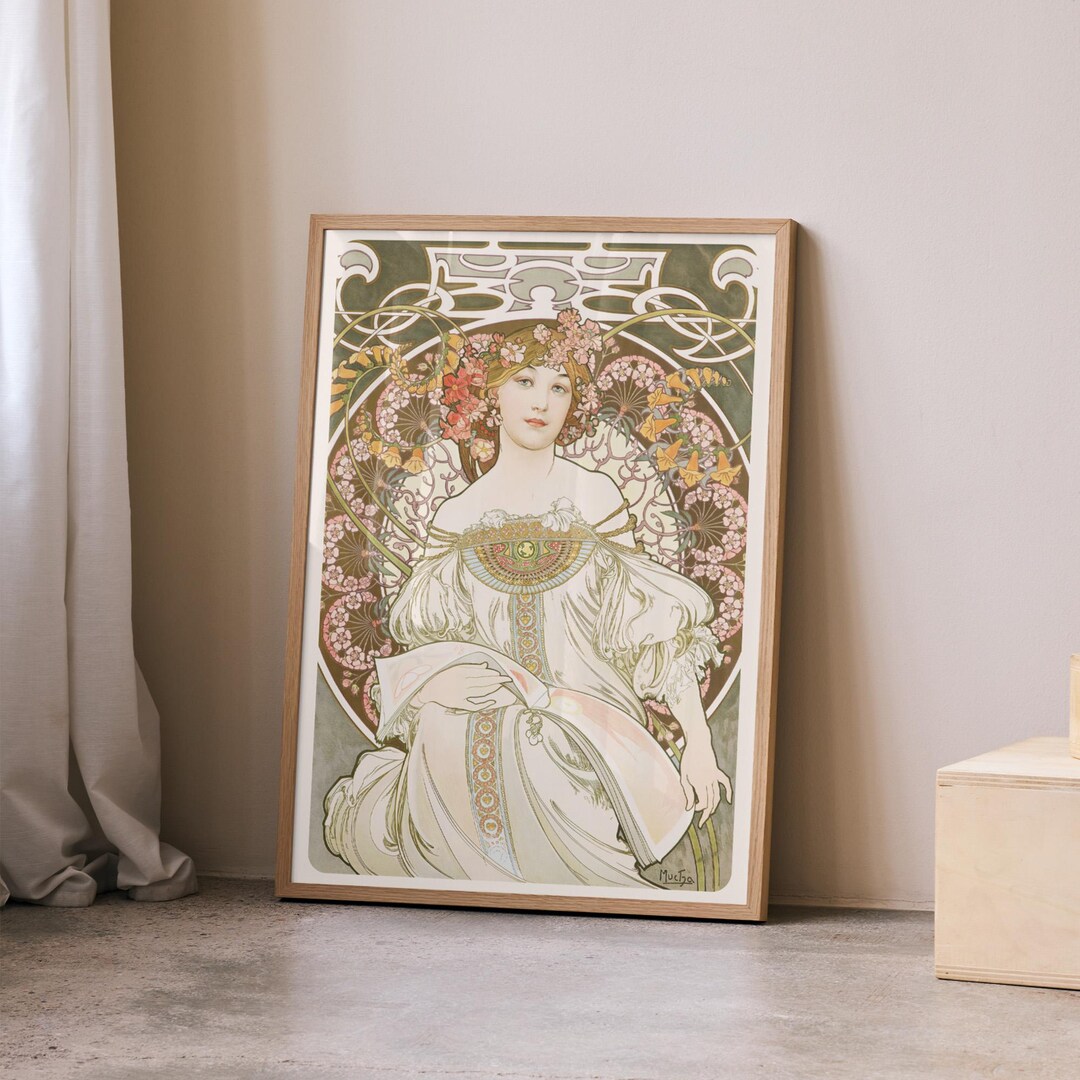 Alphonse Mucha Reverie Art Nouveau Poster | Vintage Floral Woman Print ...