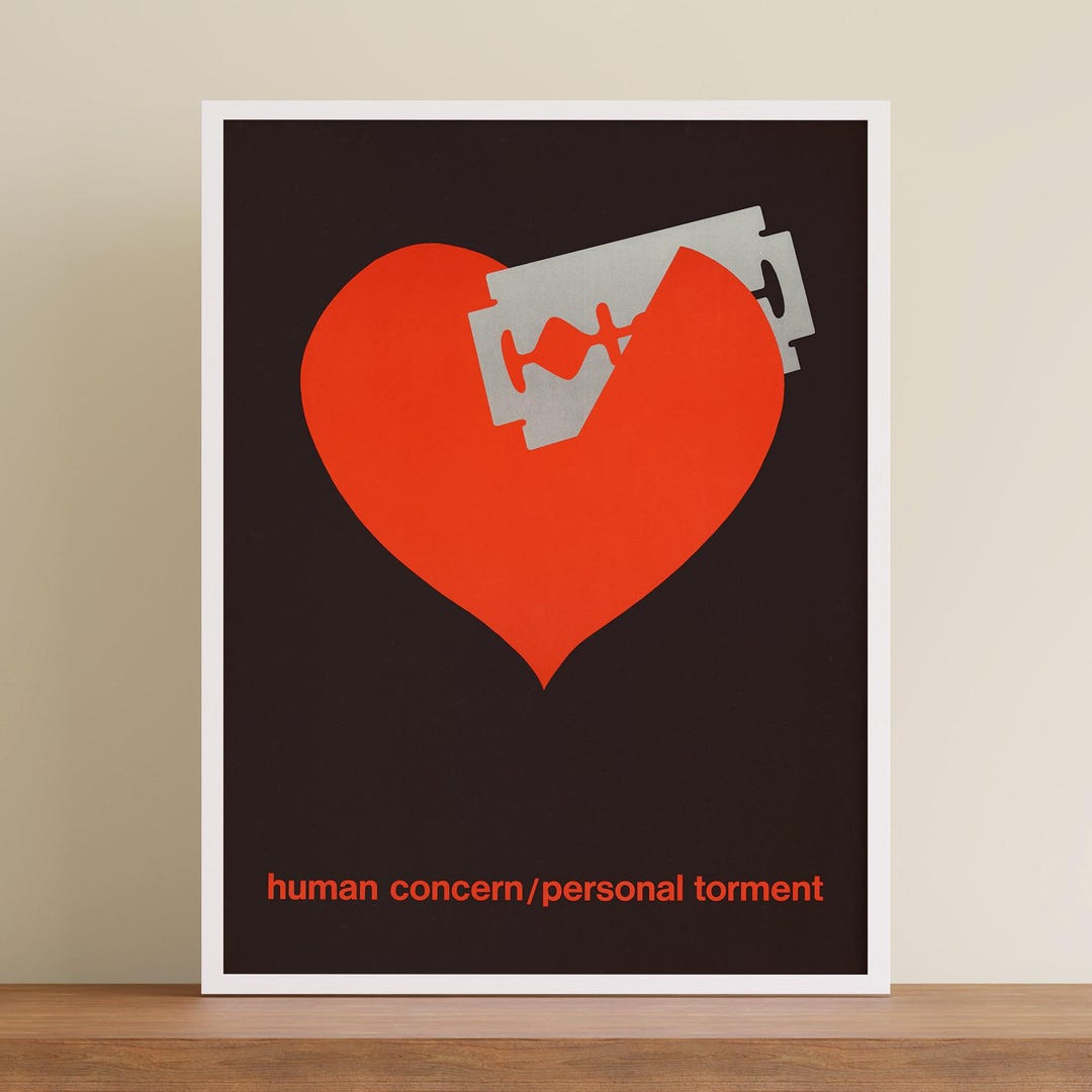 Human Concern Personal Torment Poster Red Heart Razor Blade Art ...