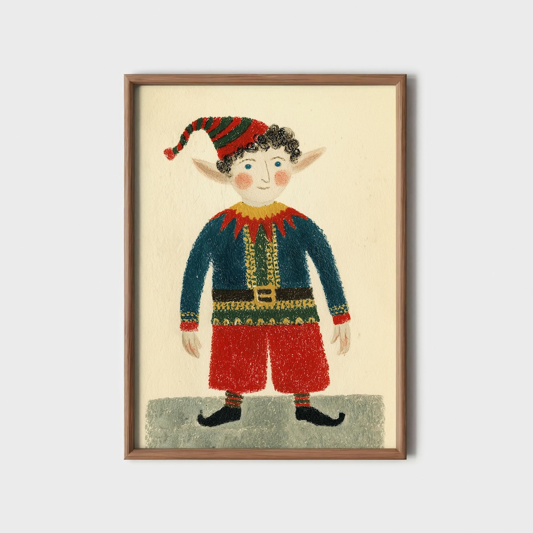 Christmas Elf Print | Kids Holiday Wall Art | Whimsical Nursery Decor ...