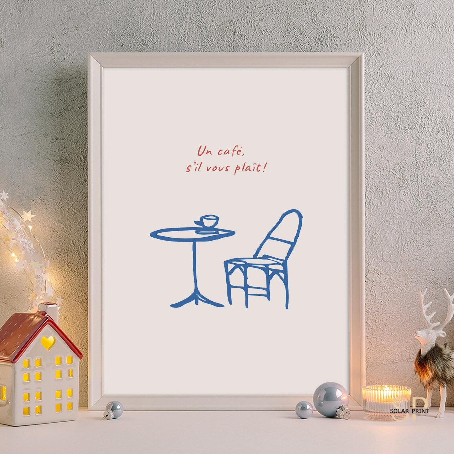 French Cafe Poster Parisian Coffee Wall Art Minimalist Kitchen Print Un ...