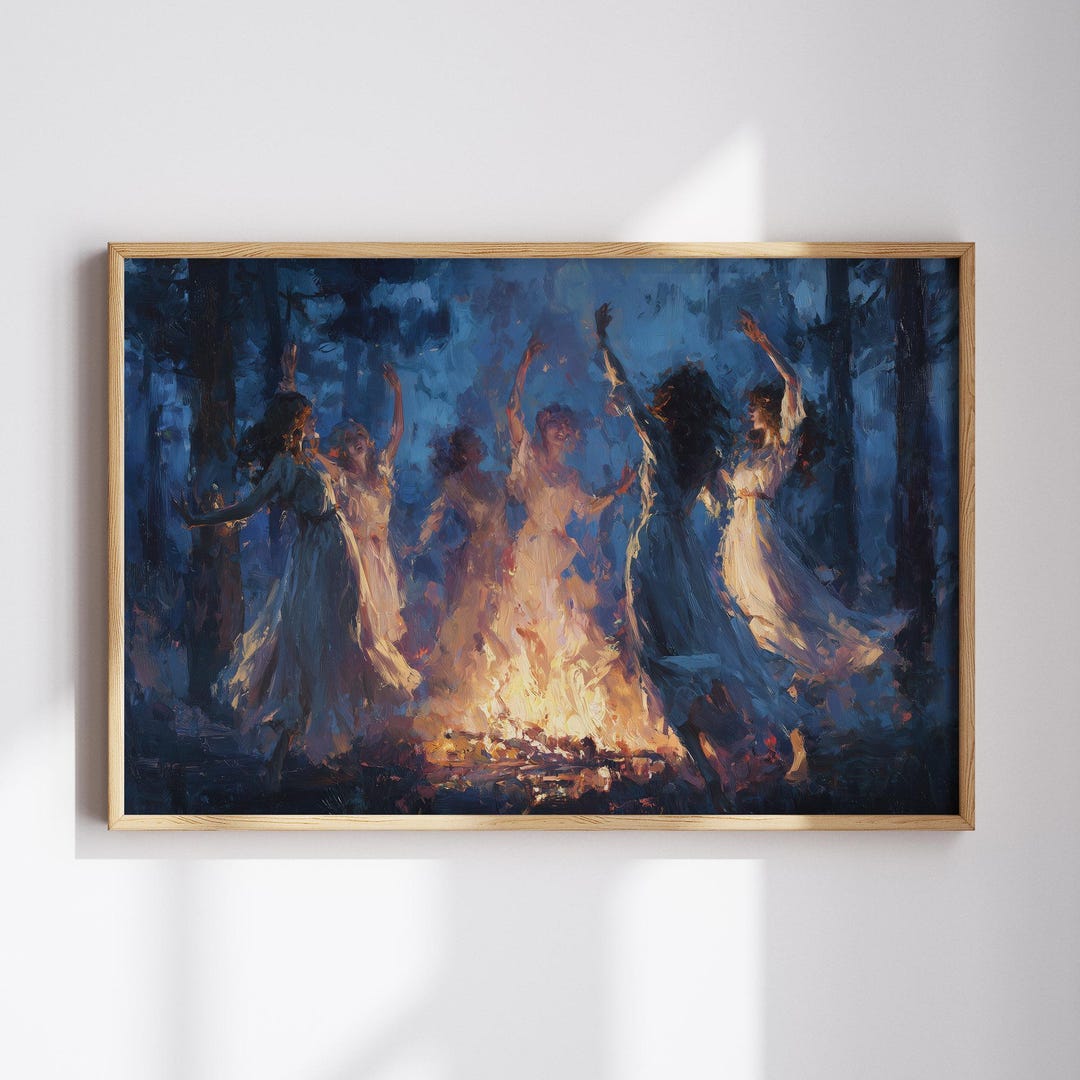 Witches Coven Moon Ritual Print: Dark Pagan Forest Art (digital ...