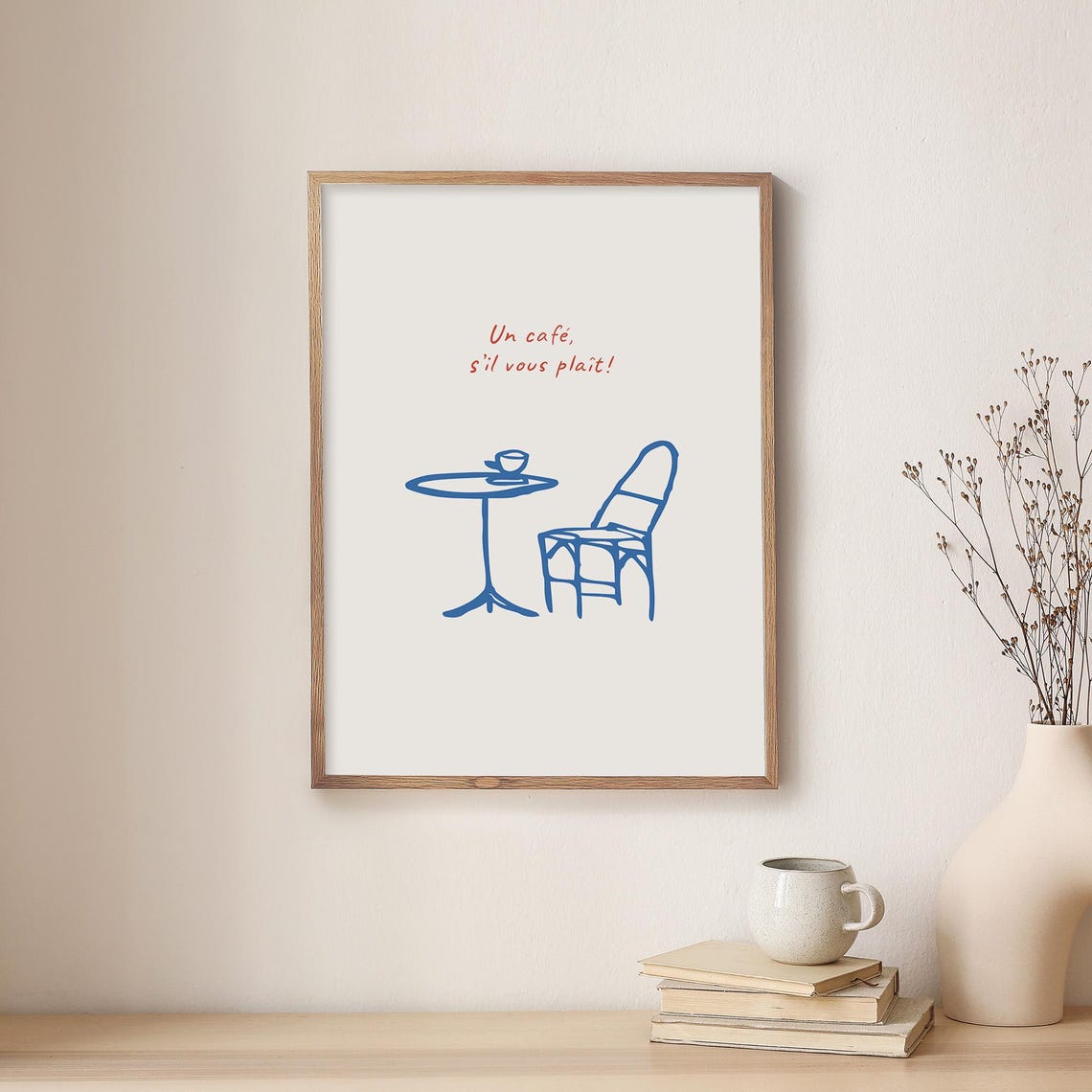French Cafe Poster Parisian Coffee Wall Art Minimalist Kitchen Print Un ...