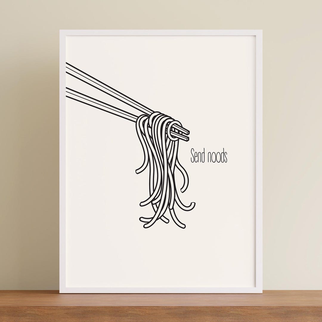 Minimalist Send Noods Poster Instant Download Ramen Noodles Chopsticks ...