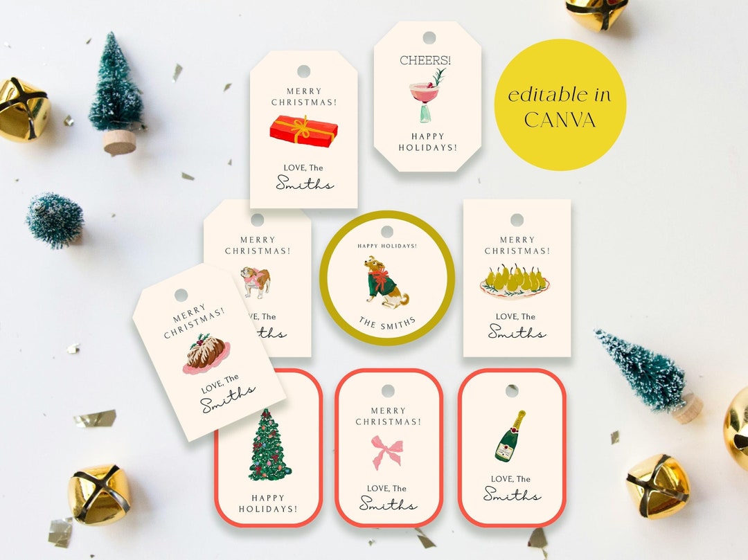 Printable Friendsmas Gift Tags | Editable Holiday Labels (canva) - Etsy