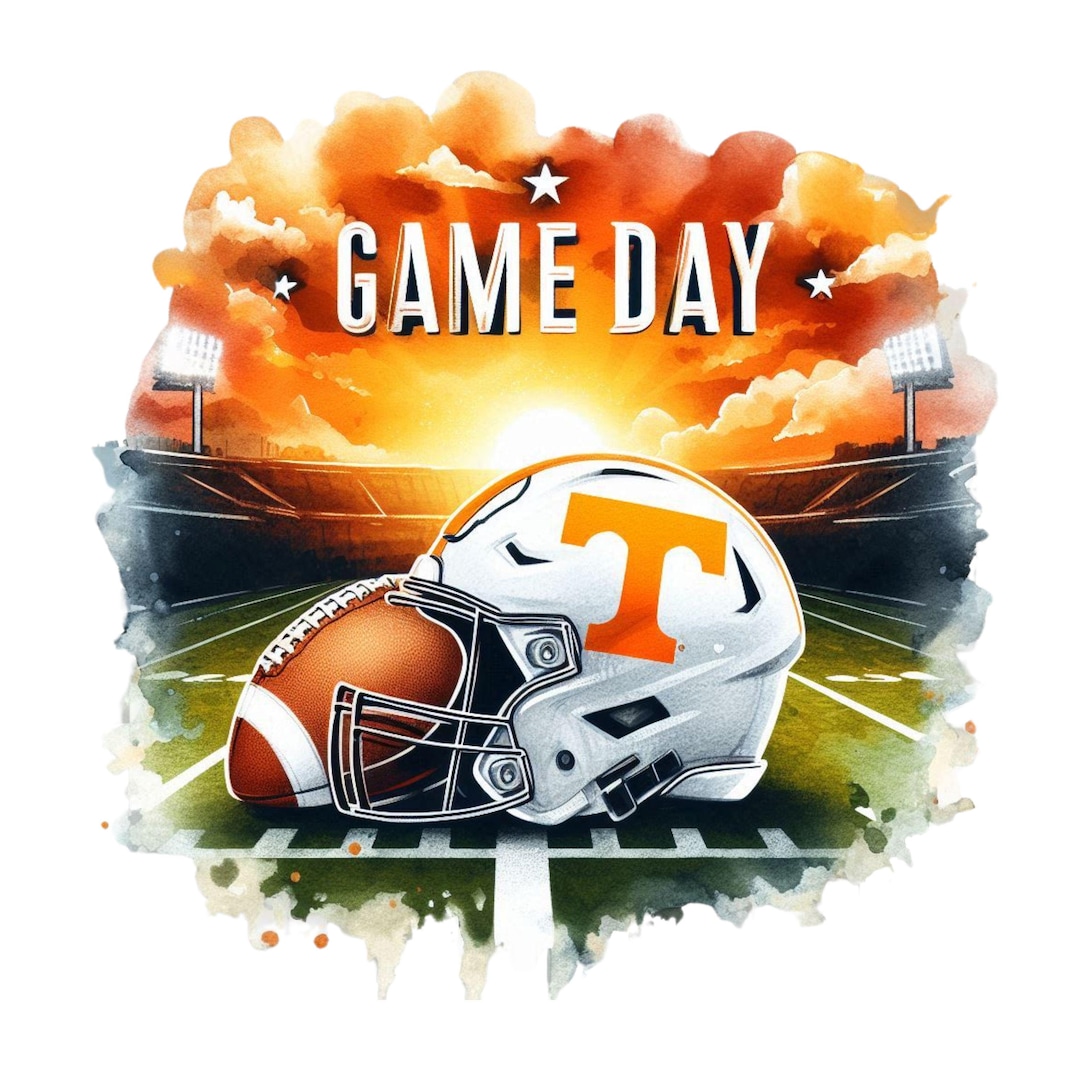 Tennessee Football Helmet Football Field, Handdrawn Digital Image Png ...