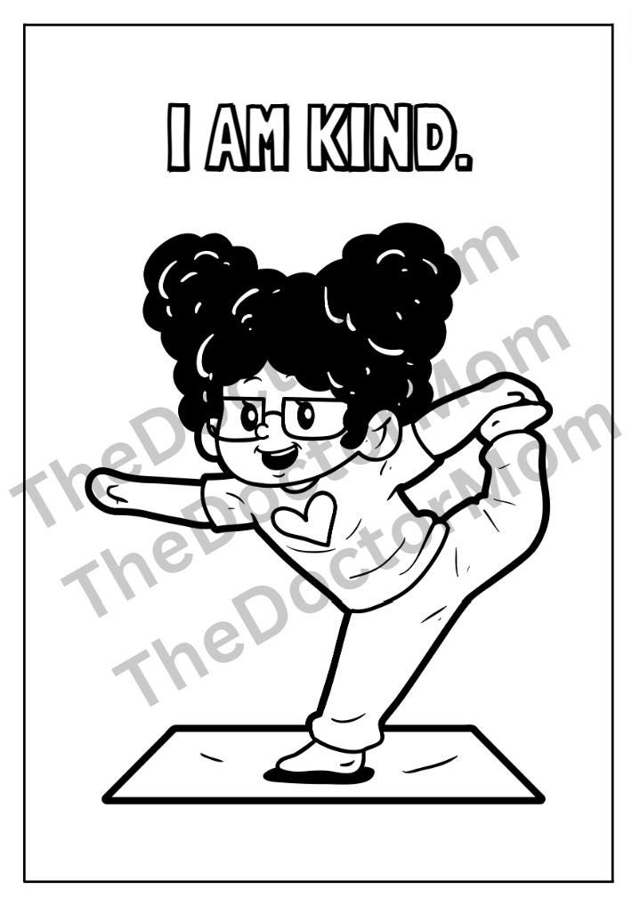 Yoga Coloring Book for Kids With Affirmations printable - Etsy