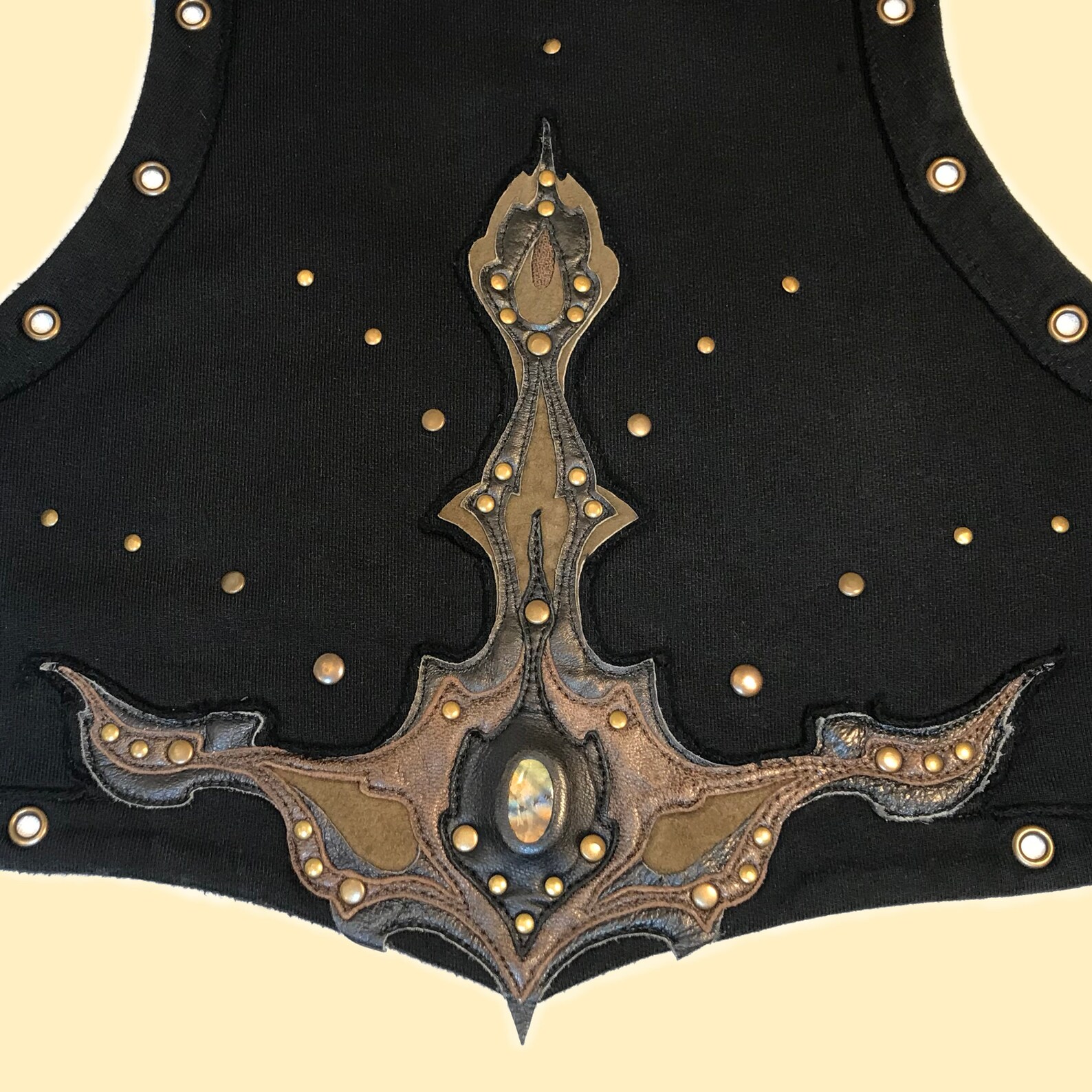 Cotton Bolero Shrug Black Vest With Leather Art Appliques, 12 Colors ...