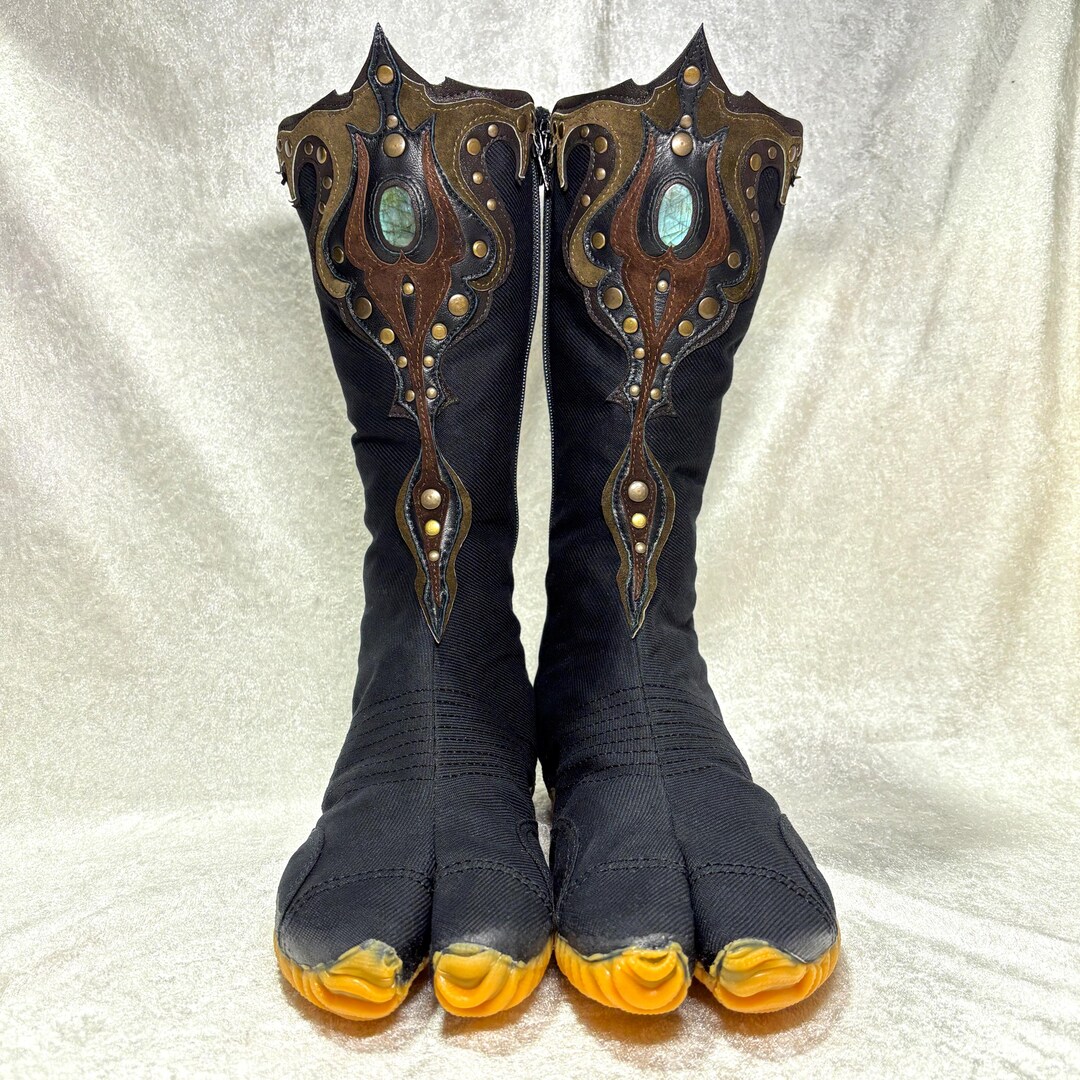 Ninja Tabi Shoes, Black Summer Cotton Fabric Boots, Leather, Vegan ...