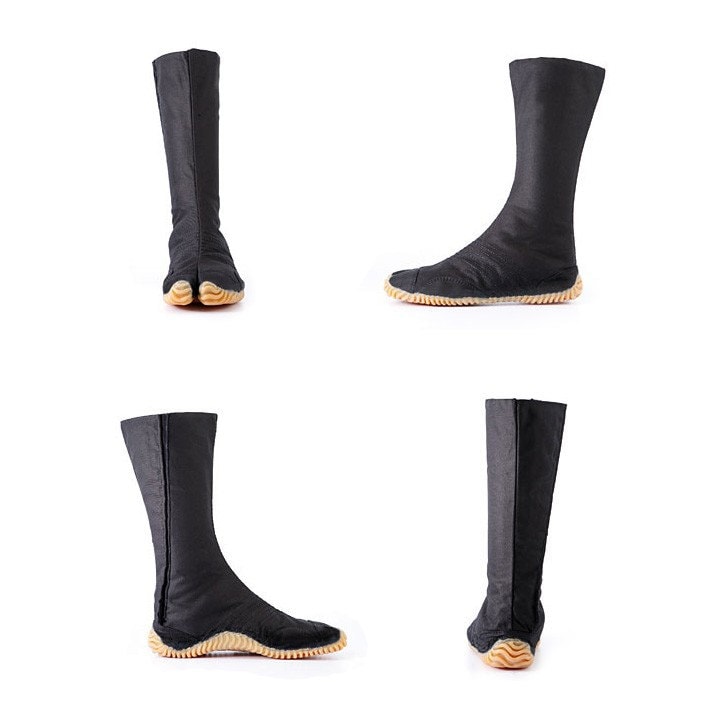 Ninja Tabi Shoes, Black Summer Cotton Fabric Boots, Leather, Vegan ...