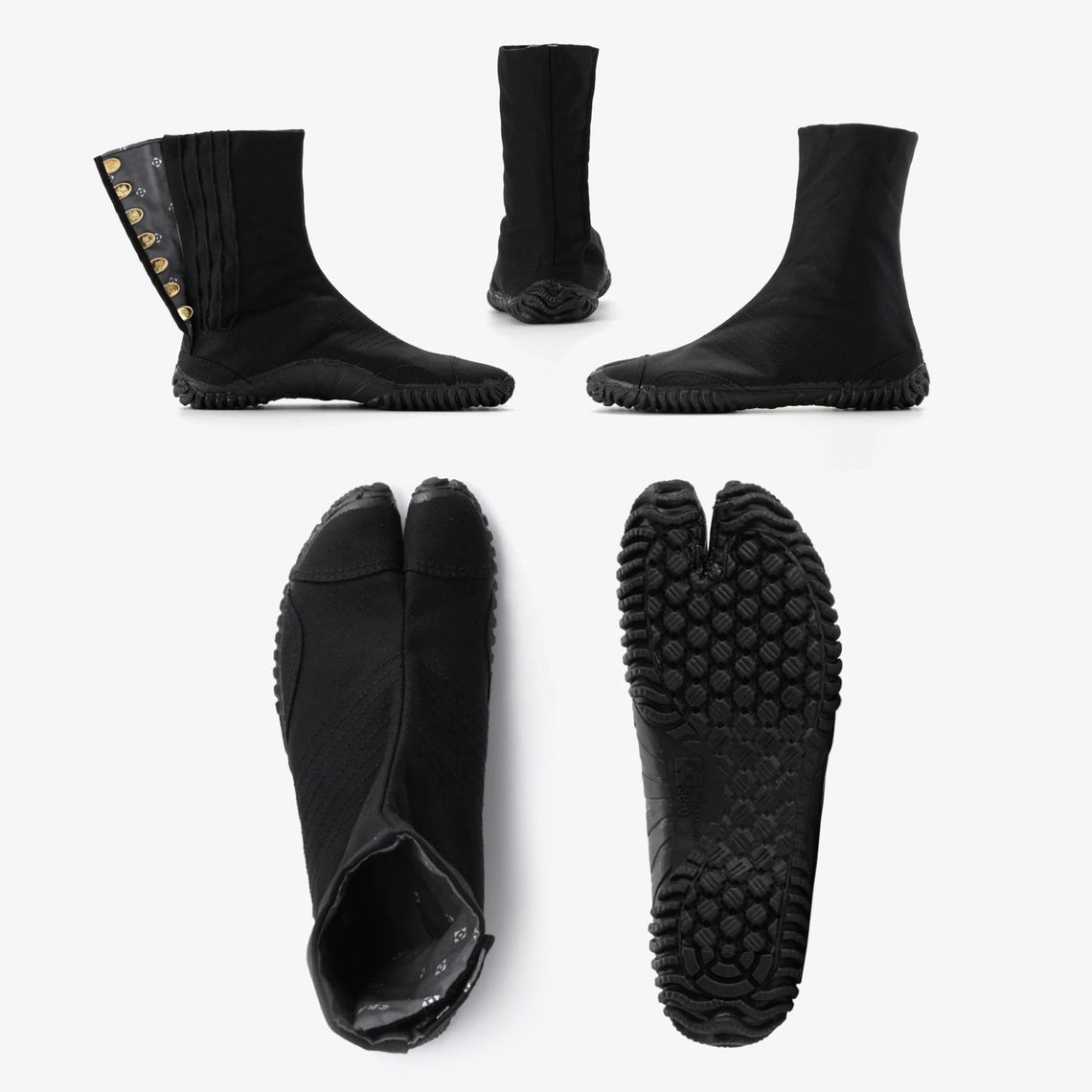 Ninja Tabi Shoes, Black Summer Cotton Fabric Boots, Leather, Vegan ...