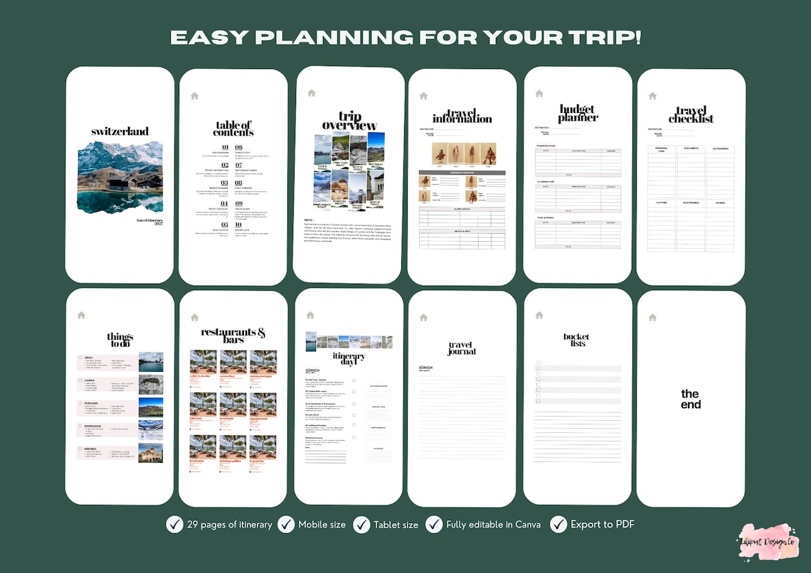 Travel Itinerary | Editable Mobile Digital Trip Planner | Canva ...