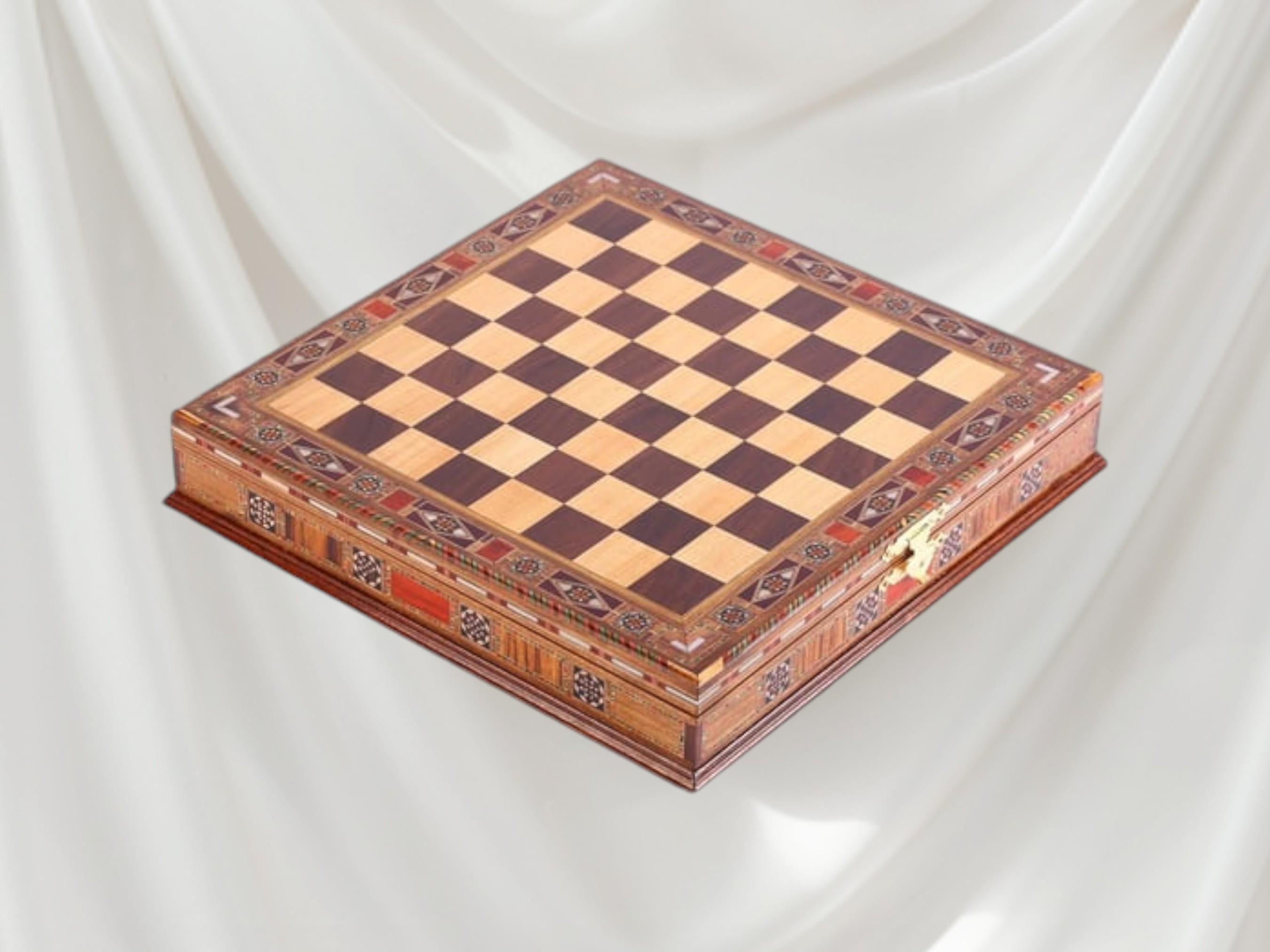 Large Ottoman & Byzantine Metal Chess Set Handmade Solid Wood Board ...