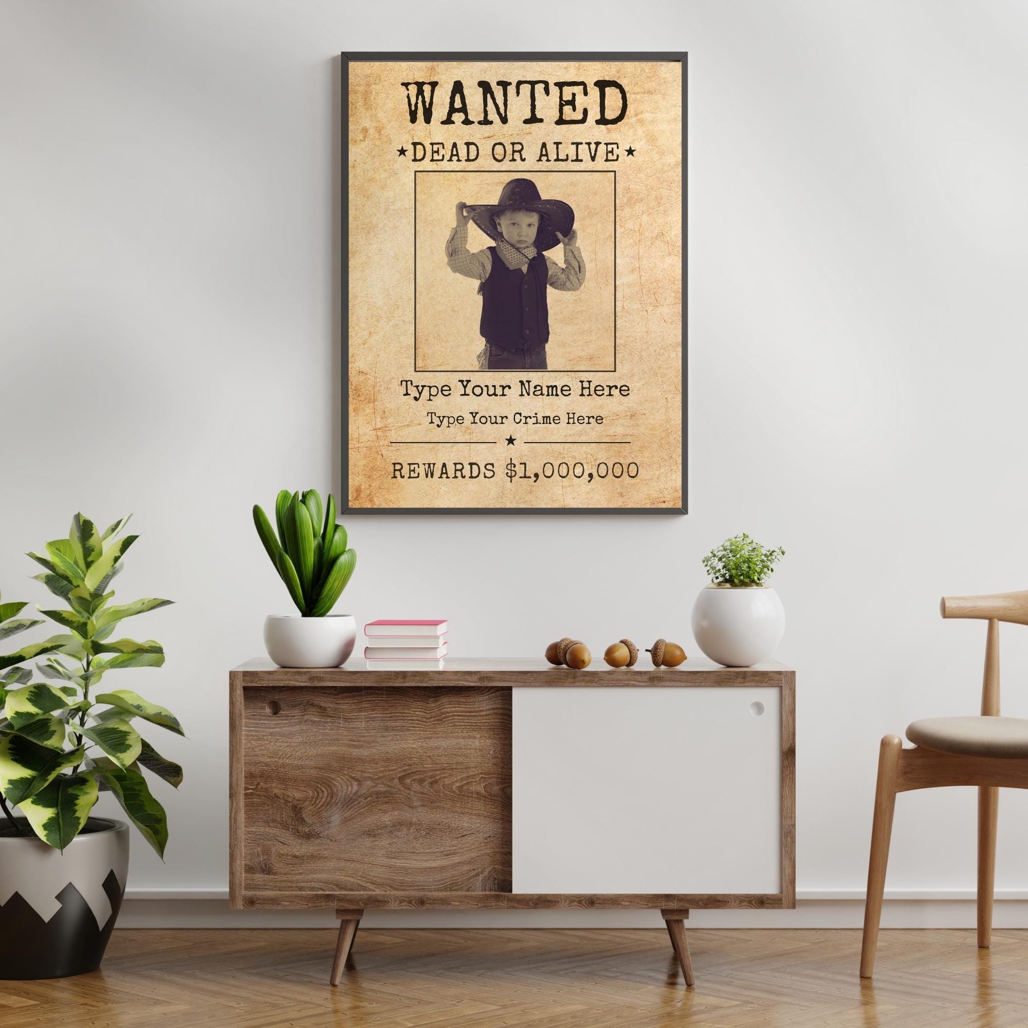 Personalized Wanted Poster, Custom Cowboy Portrait From Photo, Digital ...
