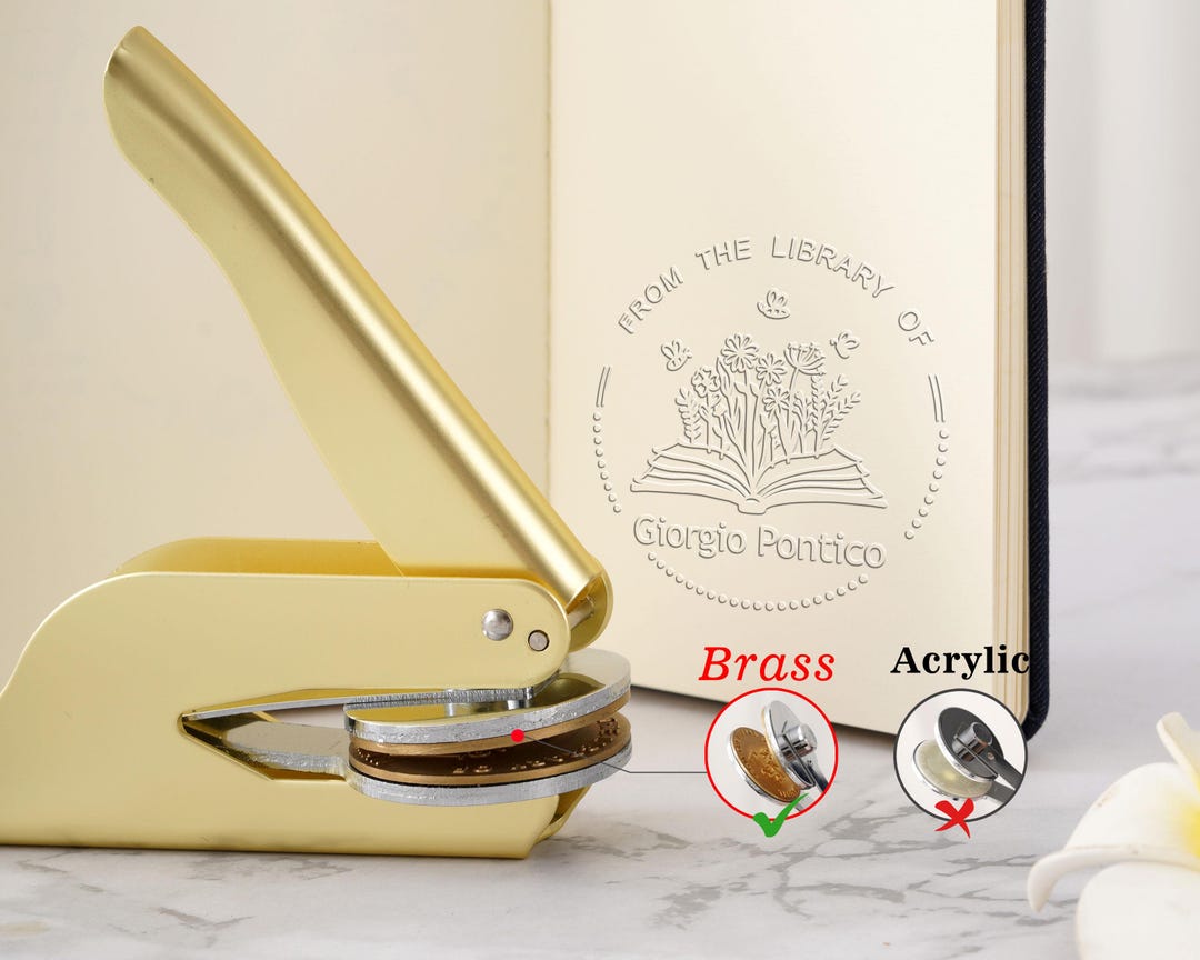 Personalized From the Library of Book Embosser, Custom Library Embosser, Book Stamp, Ex Libris ...