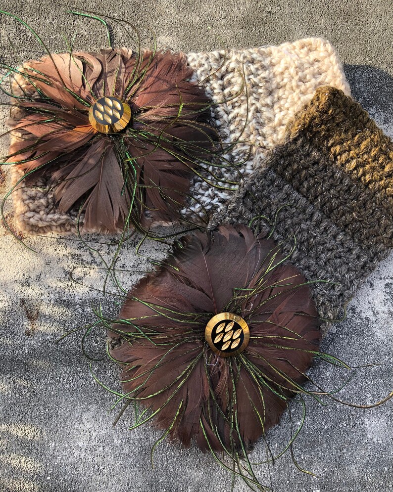 Handmade Crochet Head Wrap Head Snuggle With Vintage Pins & Buttons - Etsy