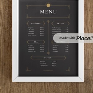 DIY Cafe Printable Menu Board, Price List, Signage, Poster Template for ...