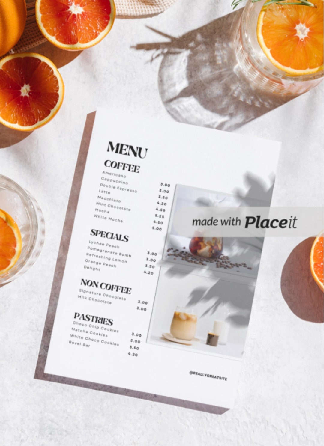DIY Cafe Printable Menu Board, Price List, Signage, Poster Template for ...