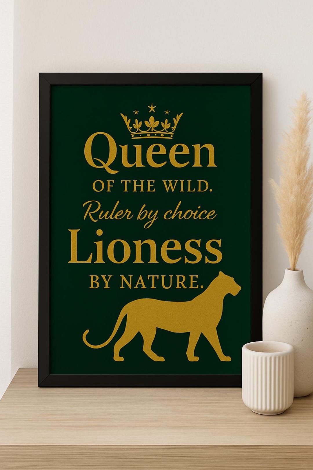 Queen of the Wild Lioness Quote Printable Wall Art, Emerald Green and ...