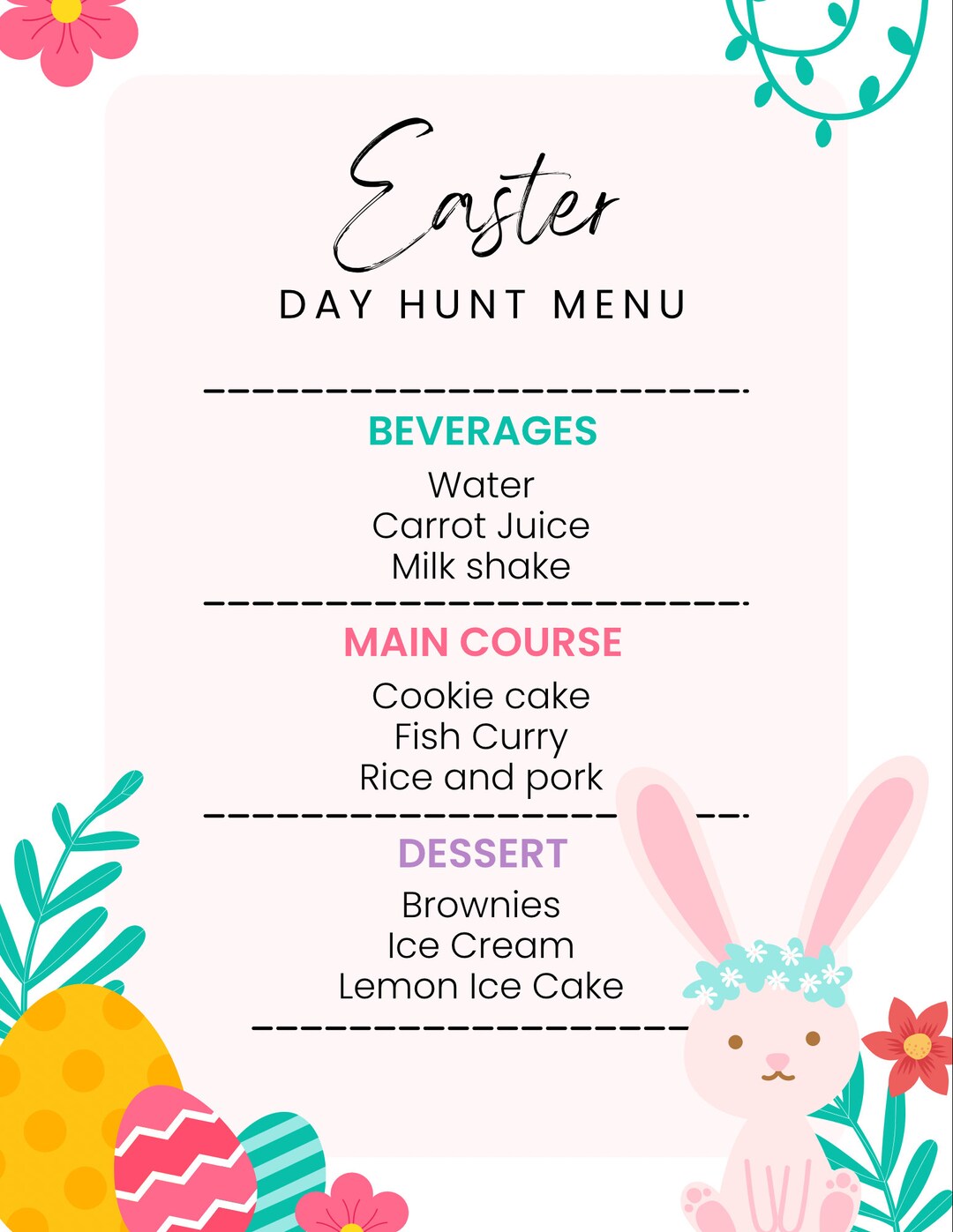 DIY Easter DAY HUNT Flyer Template, Weekly Menu Template, Food Flyer ...