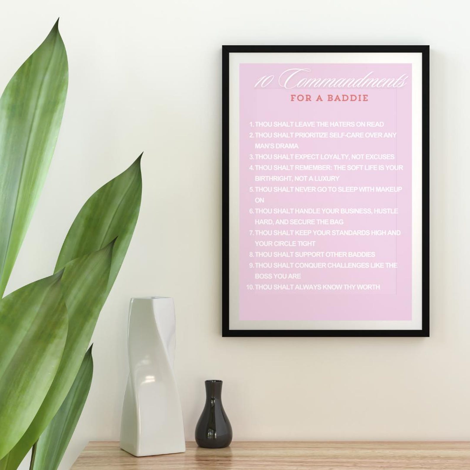 10 Commandments for a Baddie Motivational Wall Art Empowering Feminine ...
