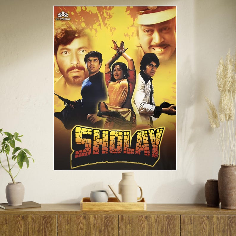 Sholay I Bollywood Movie Poster I Desi Wall Art I Indian Movie I Retro ...