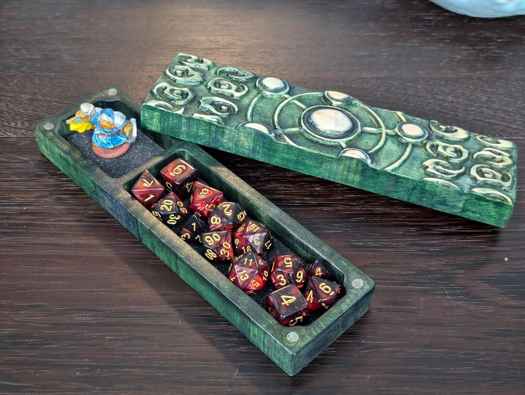 Arcane Runes wooden Dice & Miniature Box - Etsy