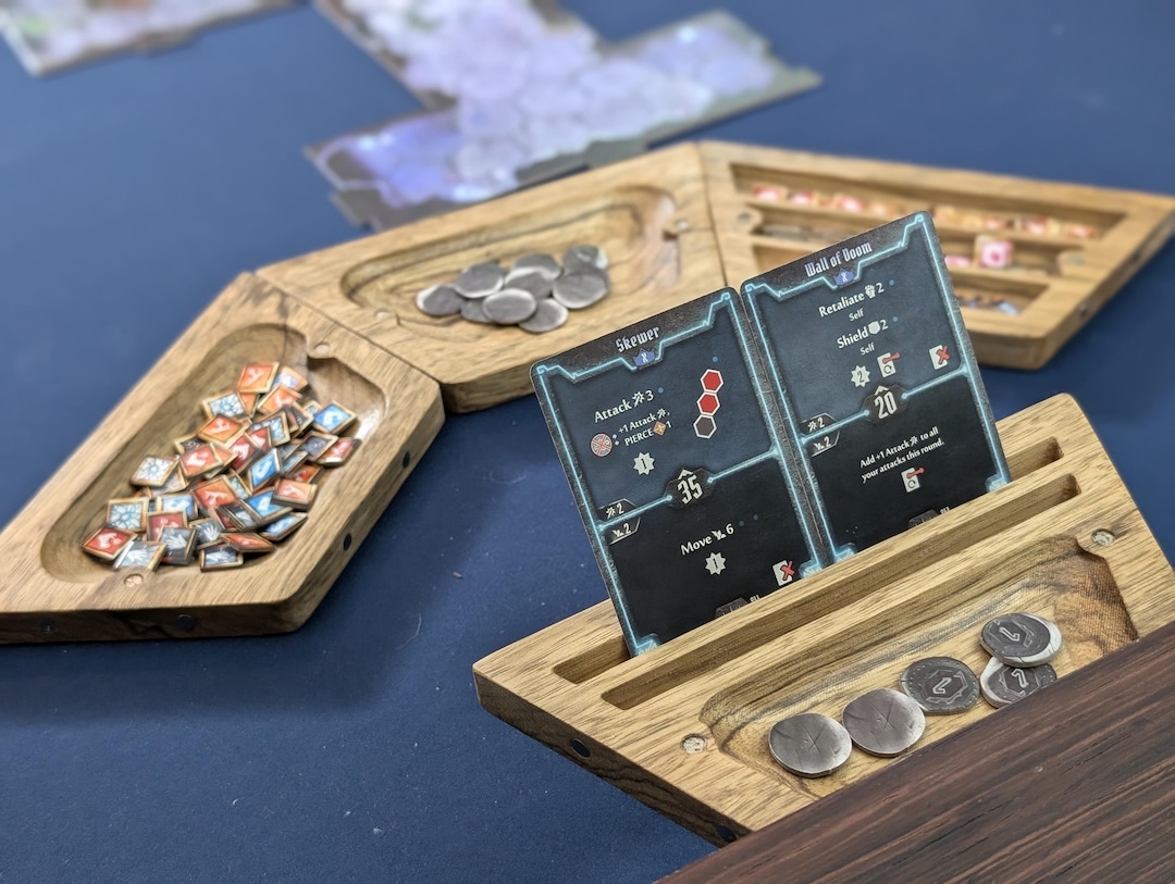 Set of 4 Board Game Organizers | Black Limba Wooden Magnetic Table ...