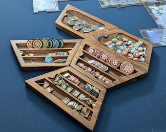 Set of 4 Board Game Organizers | Black Limba Wooden Magnetic Table ...
