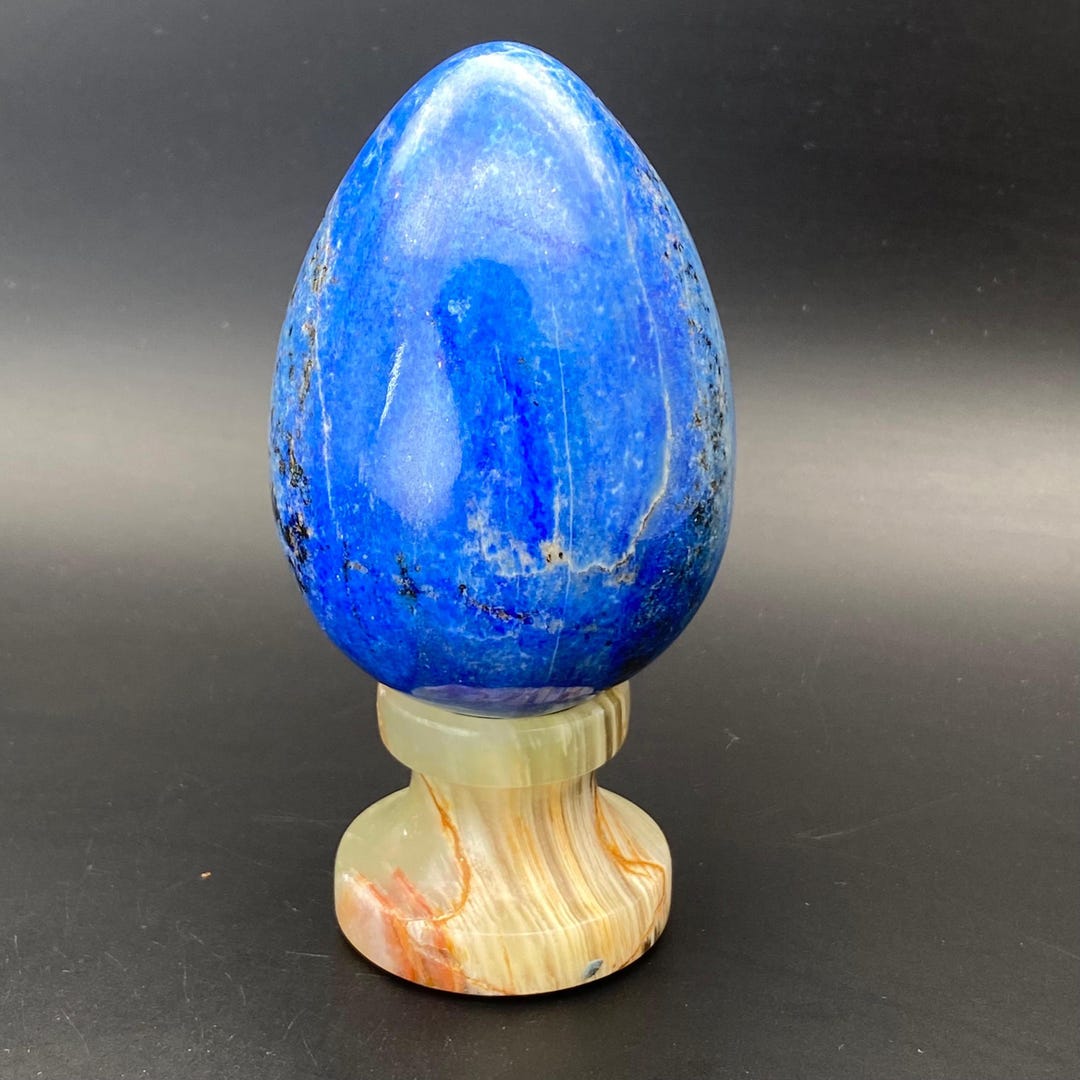 264g Lapis Lazuli Egg Natural Stone Decor Unique Home Accent Healing ...