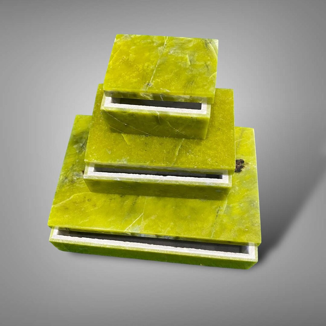 Handmade Serpentine Jade Boxes Unique Gemstone Storage Artisan Crafted ...