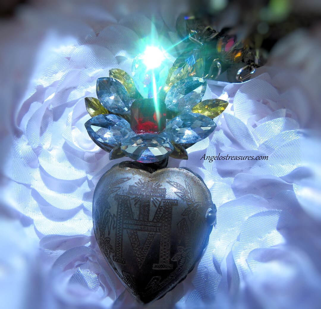 Catholic Vintage and New, Vintage Hand Painted Sacred Heart of Jesus ...