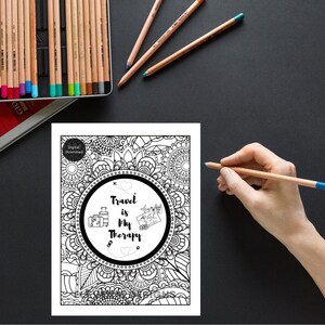 Travel is My Therapy Coloring Page Wanderlust World Travel - Etsy