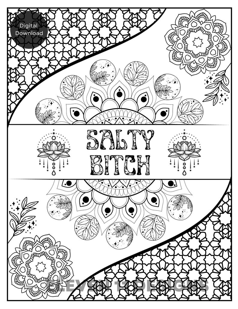 Salty Bitch Coloring Pages Mandala Page Quote Coloring - Etsy Australia