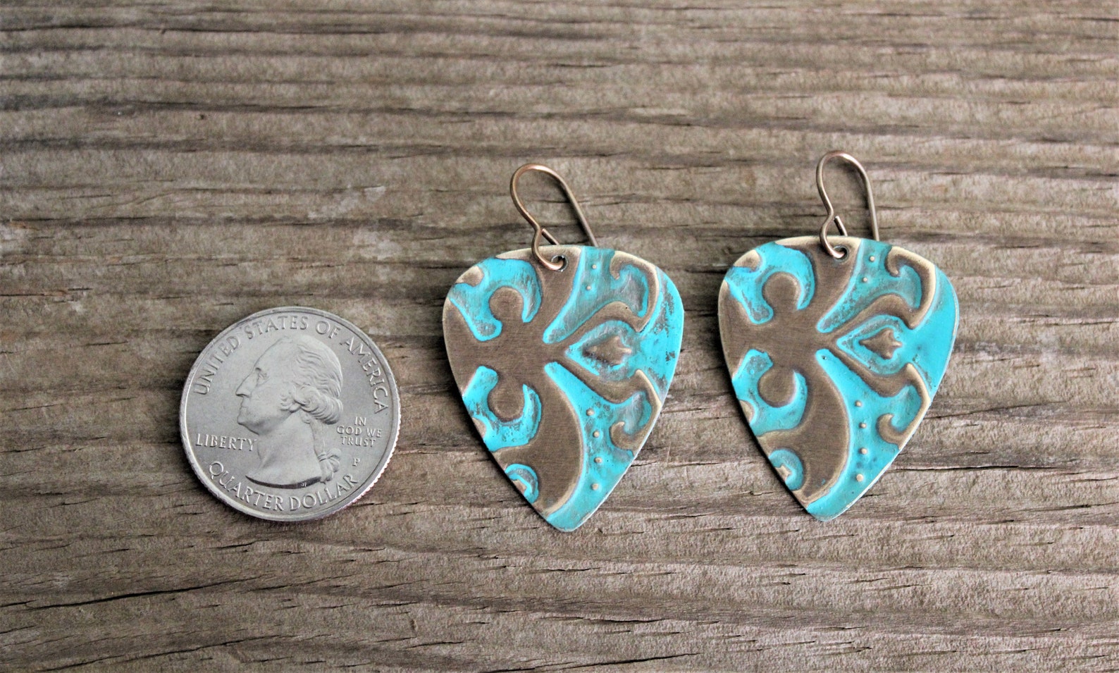 Guitar Pick Earrings Brass Earrings Guitar Pick Jewelry - Etsy