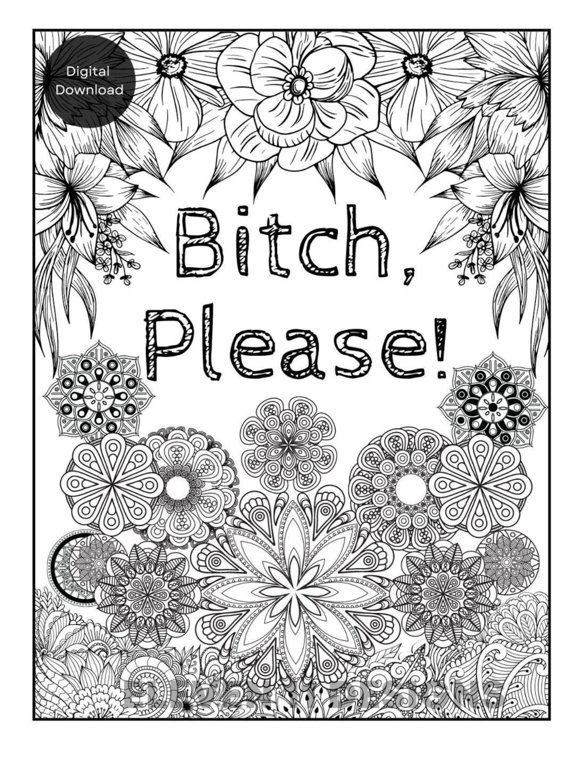 Bitch Please Coloring Pages Mandala Coloring Page Quote - Etsy