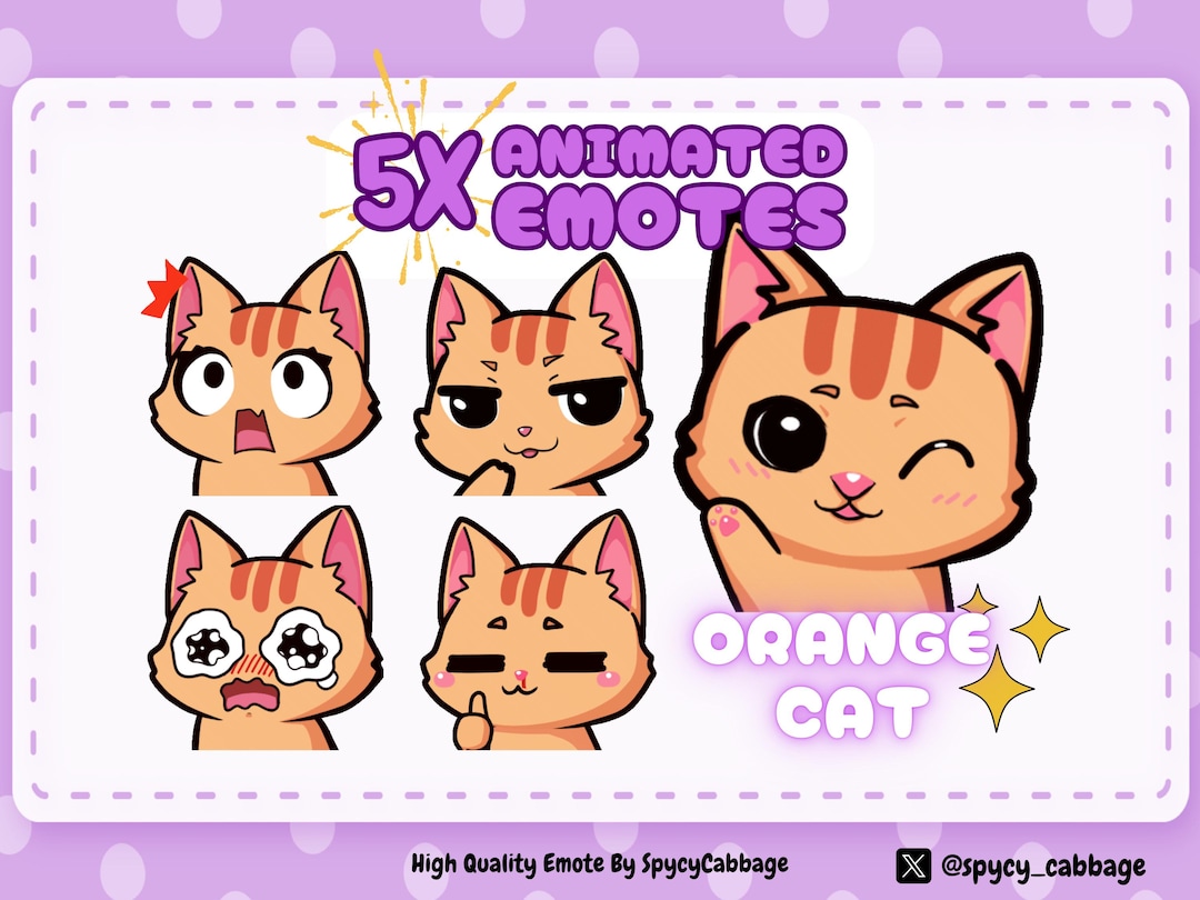 Animated Cat Emotes | Cute Orange Cat Emotes for Twitch, Youtube or ...